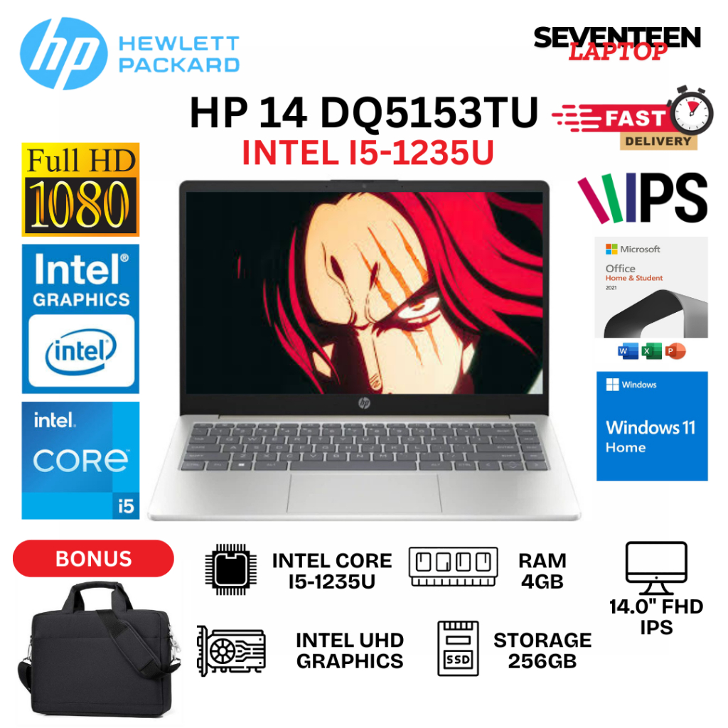 Jual LAPTOP HP 14 I5 1235 16GB 512GB SSD W11+OHS 14.0FHD IPS BLIT ...