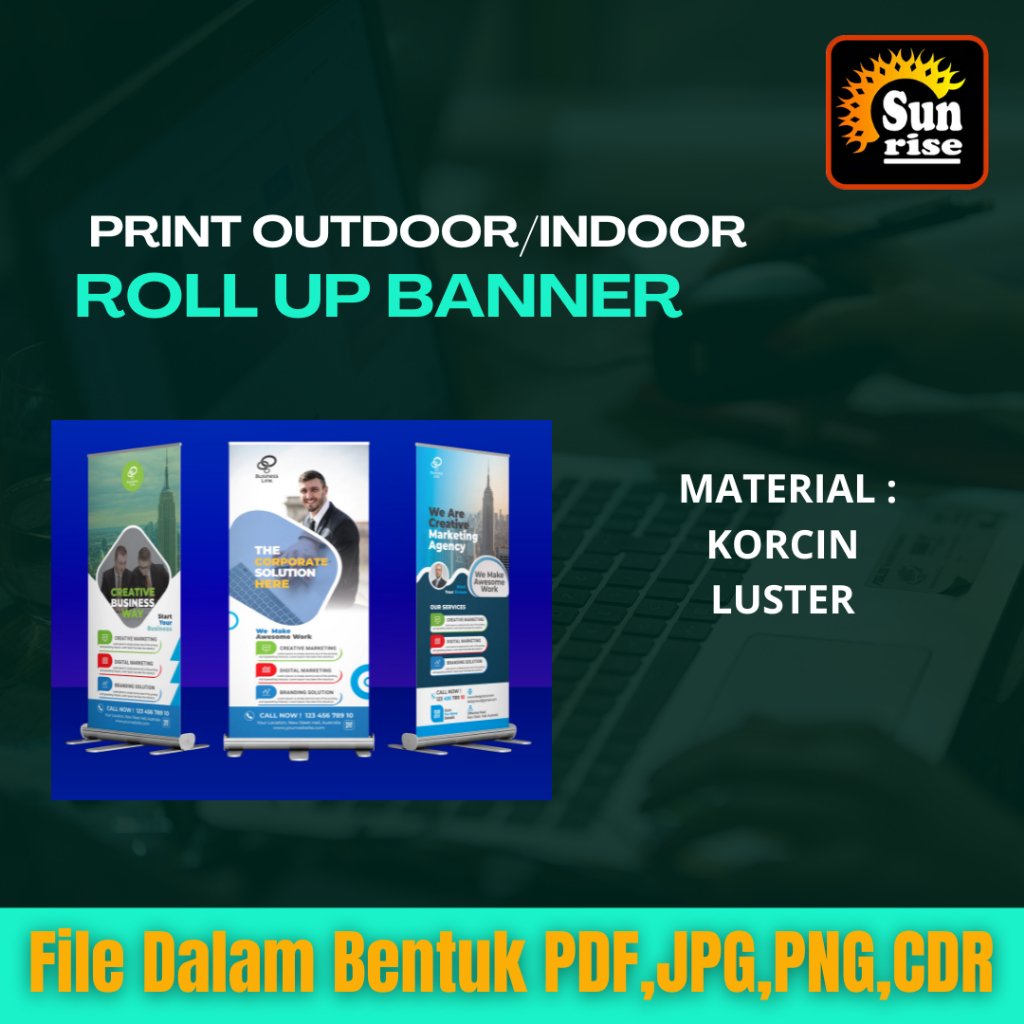 Jual Cetak Roll Up Banner Custom Murah | Print Roll Banner + Standing Alumunium | Ukuran 60 x ...