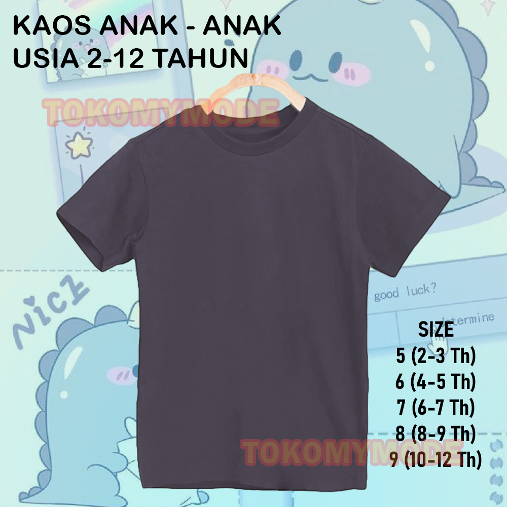 Jual KAOS POLOS ANAK ANAK 2 TAHUN SAMPAI 12 TAHUN | Shopee Indonesia