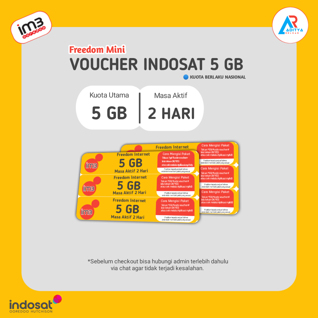 Jual Voucher Indosat Freedom Mini 5GB 2Hari | Shopee Indonesia