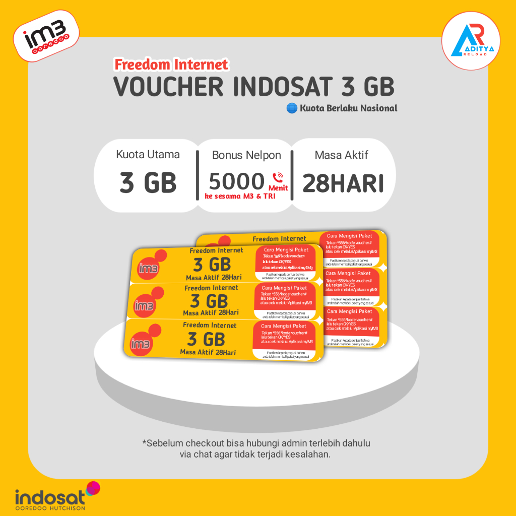 Jual Voucher Indosat Freedom Internet 3GB 28Hari | Shopee Indonesia