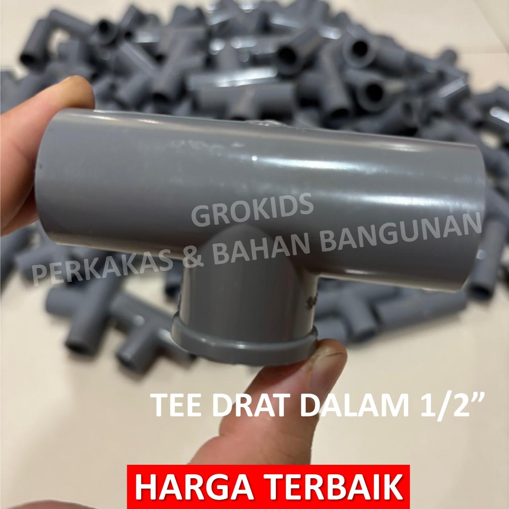 Jual RUCIKA Sambungan Pipa Tee PVC Drat Dalam TDD 1/2" | Rucika Sambungan Pipa Tee PVC AW Drat ...