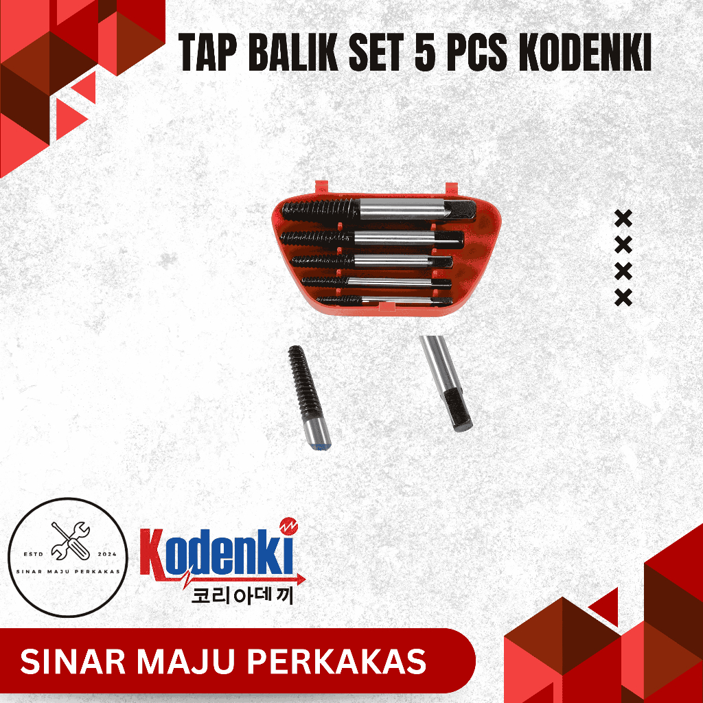 Jual Tap Balik Set 5 Pcs KODENKI Screw Extractor Buka Baut Patah ...