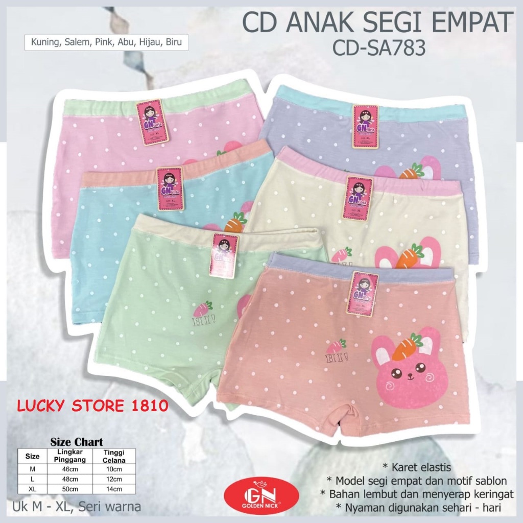 Jual (3 Pcs) Celana Dalam Boxer Anak Perempuan GOLDEN NICK SA783 / CD ...