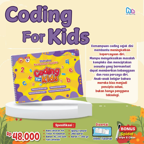 Jual Buku Belajar Coding cooding For Kids Edukasi activity book Anak umur 3 4 5 tahun Tk SD ...