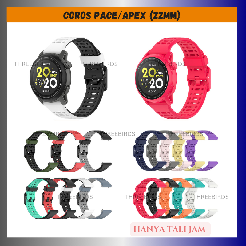 Jual Strap Coros Pace 3 Apex 22mm SIlicon Rubber Universal Strap - Tali ...