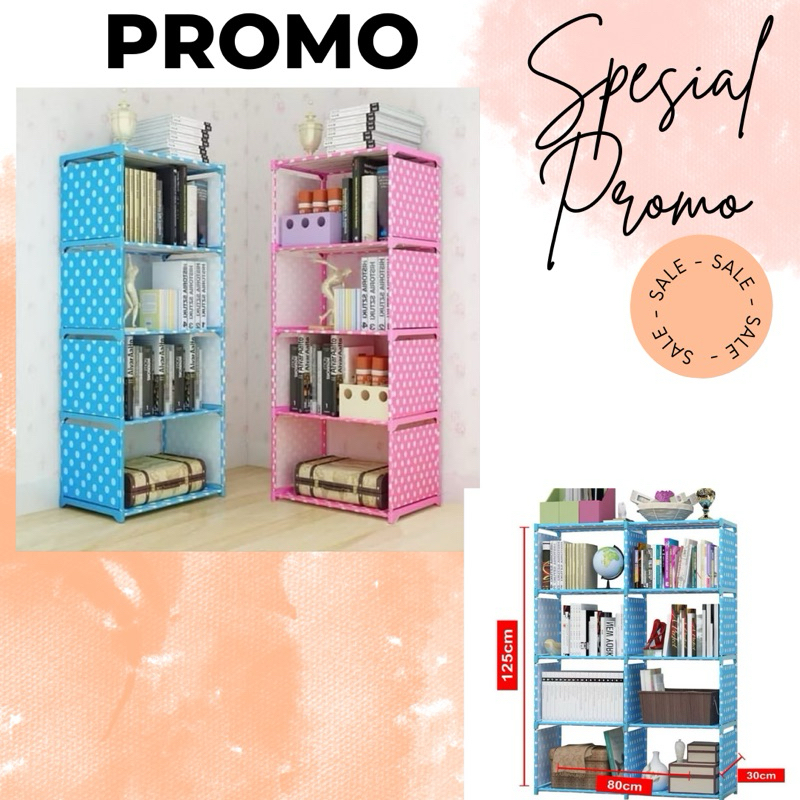 Jual RAK BUKU 4 TINGKAT RAK PORTABLE MULTIFUNGSI 4 SUSUN RAK LEMARI ...