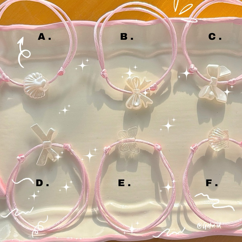 Jual 1pcs- Gelang tali satin pink / Gelang tali manik kerang | Gelang ...