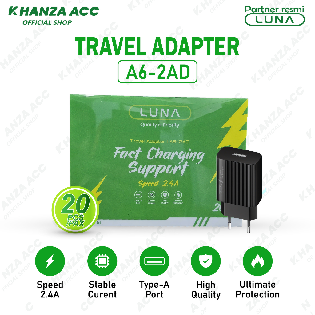 Jual LUNA A6-2AD Charger Fast Charging 2.4A Single USB Port ( 1 Kotak ...