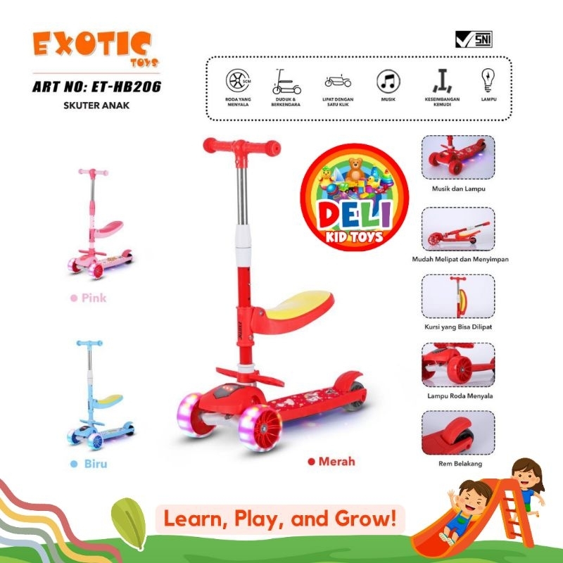 Jual EXOTIC HB-206 SCOOTER ANAK ( Tempat duduk ) | Shopee Indonesia