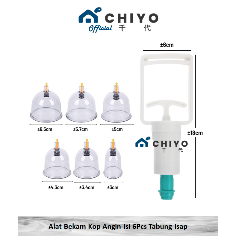 Jual CHIYO Living - Alat Bekam Kop Angin Isi 6Pcs Tabung Isap Cupping Therapy Masuk Angin ...
