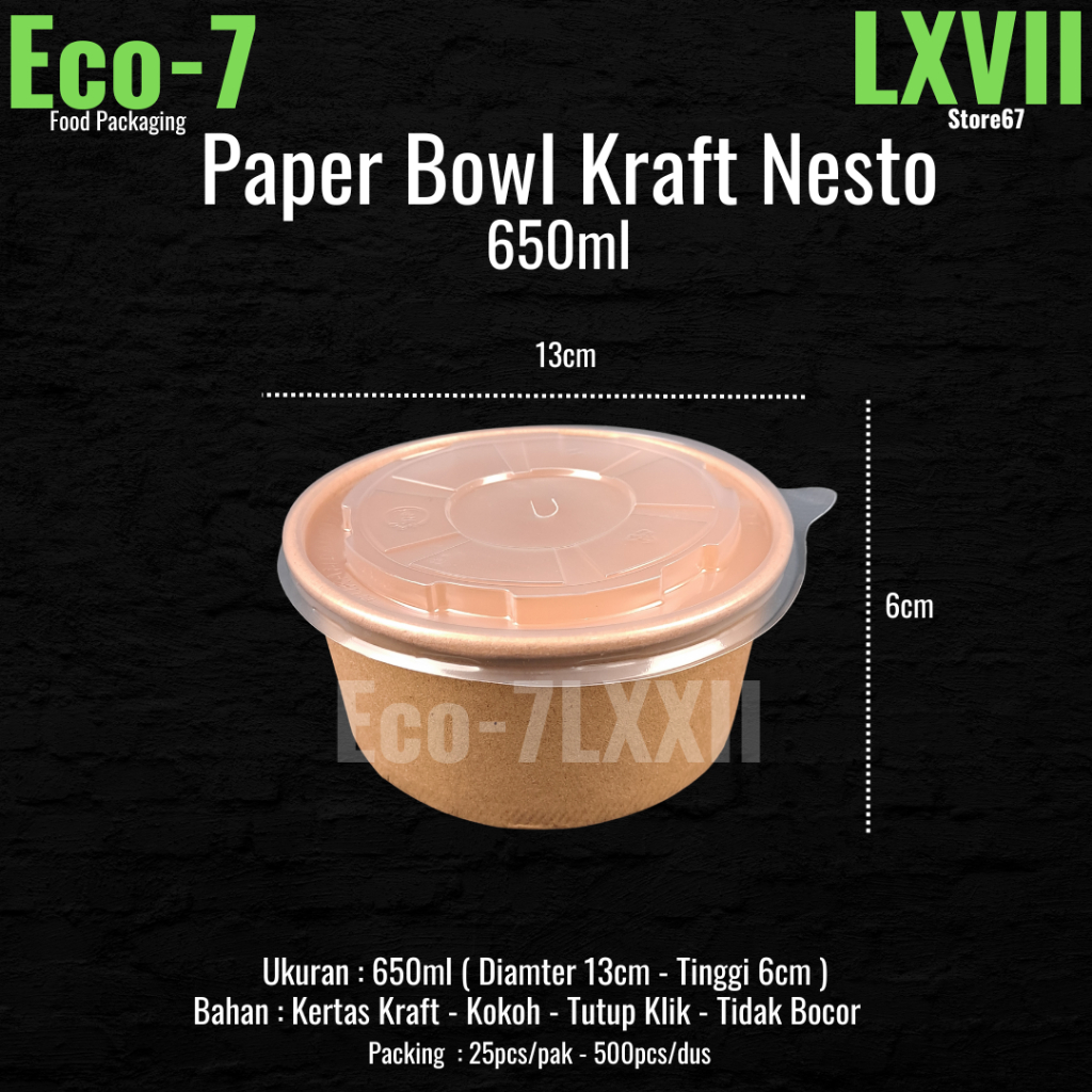 Jual Paper Rice Bowl Brown Kraft 650ml & Tutup - Mangkok Kertaas (isi 25pcs) | Shopee Indonesia