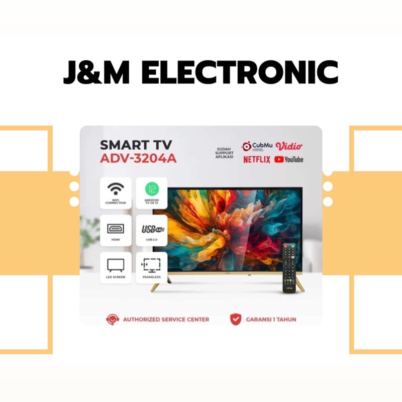 Jual 3204 ADVANCE LED 32 INCH HD SMART TV ANDROID 12 FRAMLESS HDMI USB ...