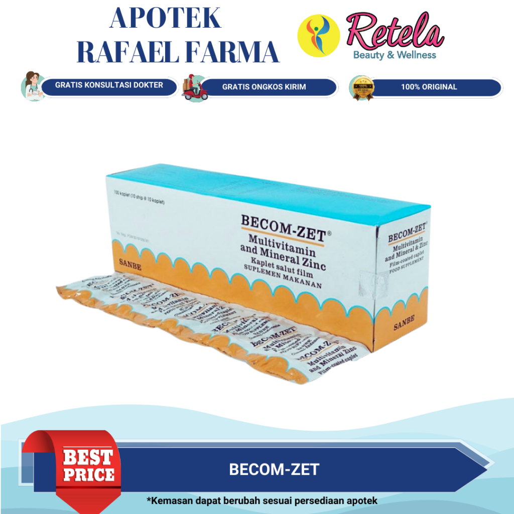 Jual BECOM ZET 1 STRIP ISI 10 TABLET ORIGINAL | Shopee Indonesia