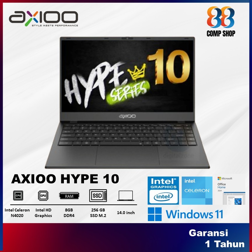 Jual Axioo Hype 1 / Hype 10 Intel N4020 8GB 384GB 14” W11 Grey Ringkas ...