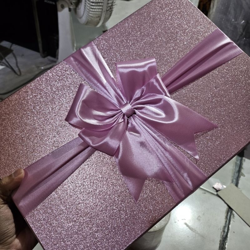 Jual Hardbox Kotak Kado Exclusive Glitter Pink Pita Lilac v. 2 | Shopee Indonesia