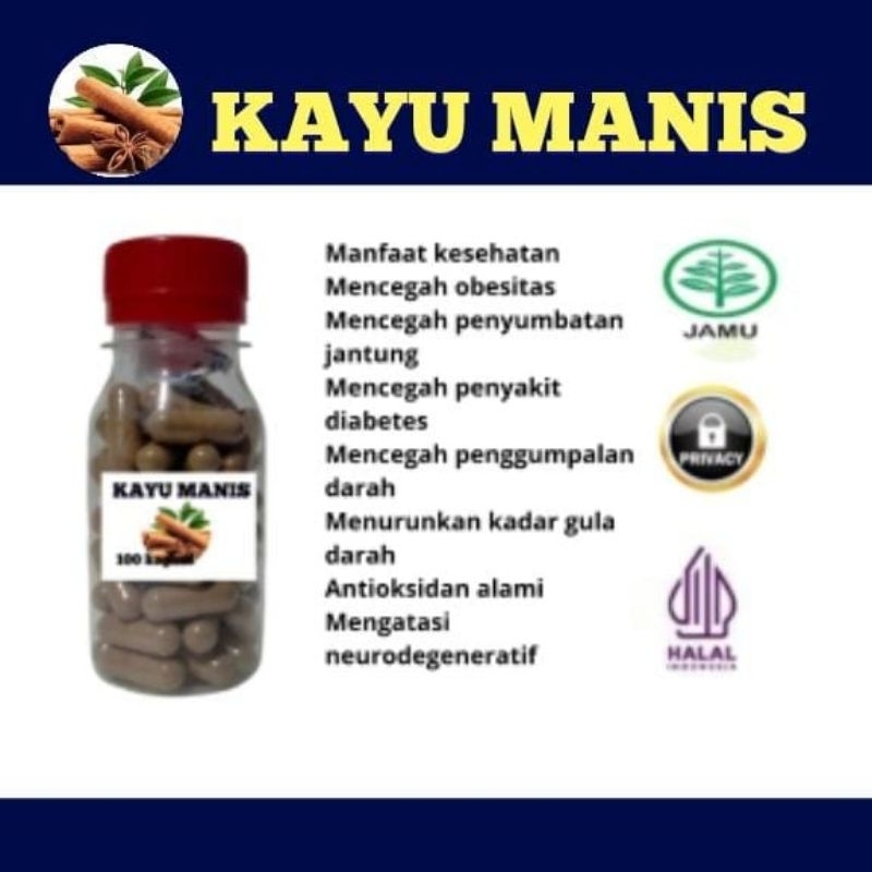 Jual KAYU MANIS 50 kapsul herbal curah kemasan Botol | Shopee Indonesia