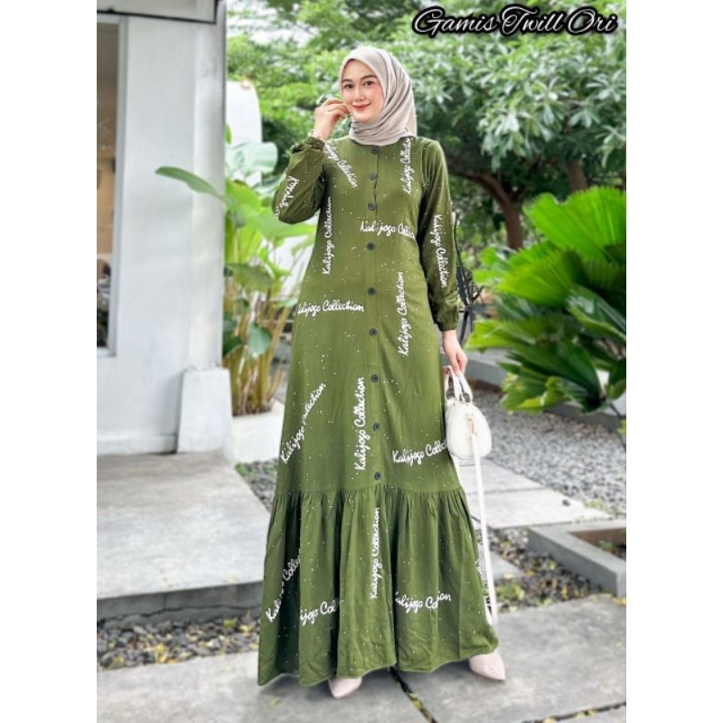 Jual Gamis Twill Ori model rempel bawah | Shopee Indonesia