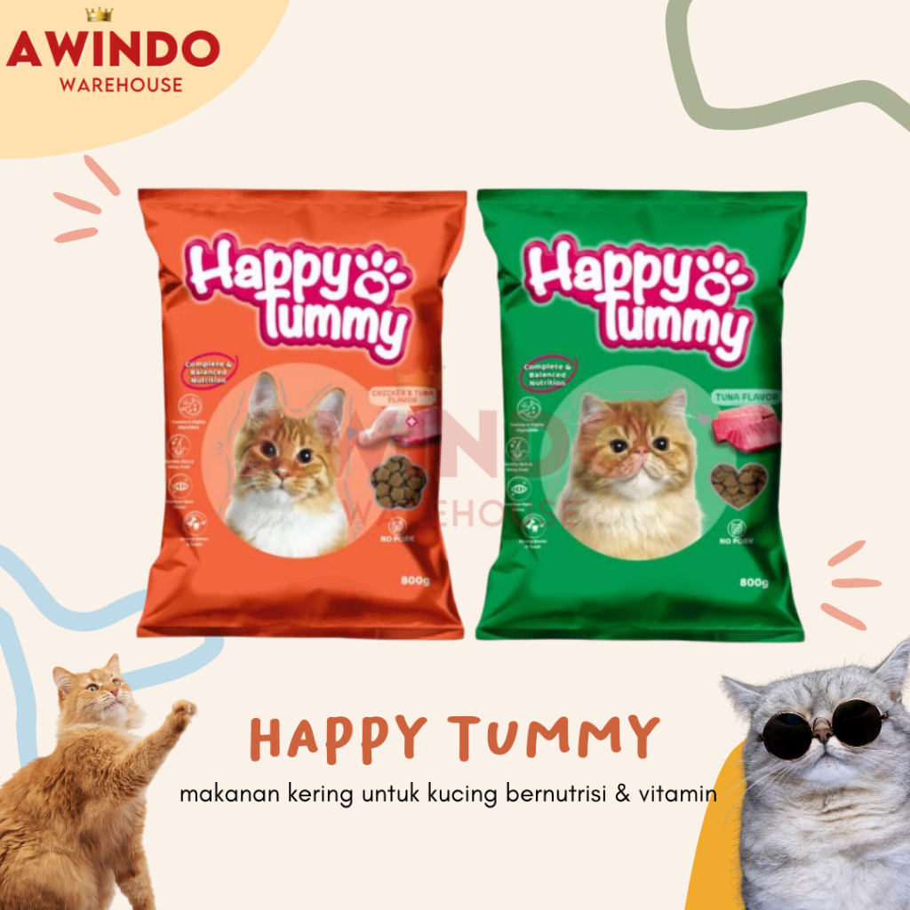 Jual HAPPY TUMMY 800GR - Makanan Pakan Premium Kucing Kering Happy ...