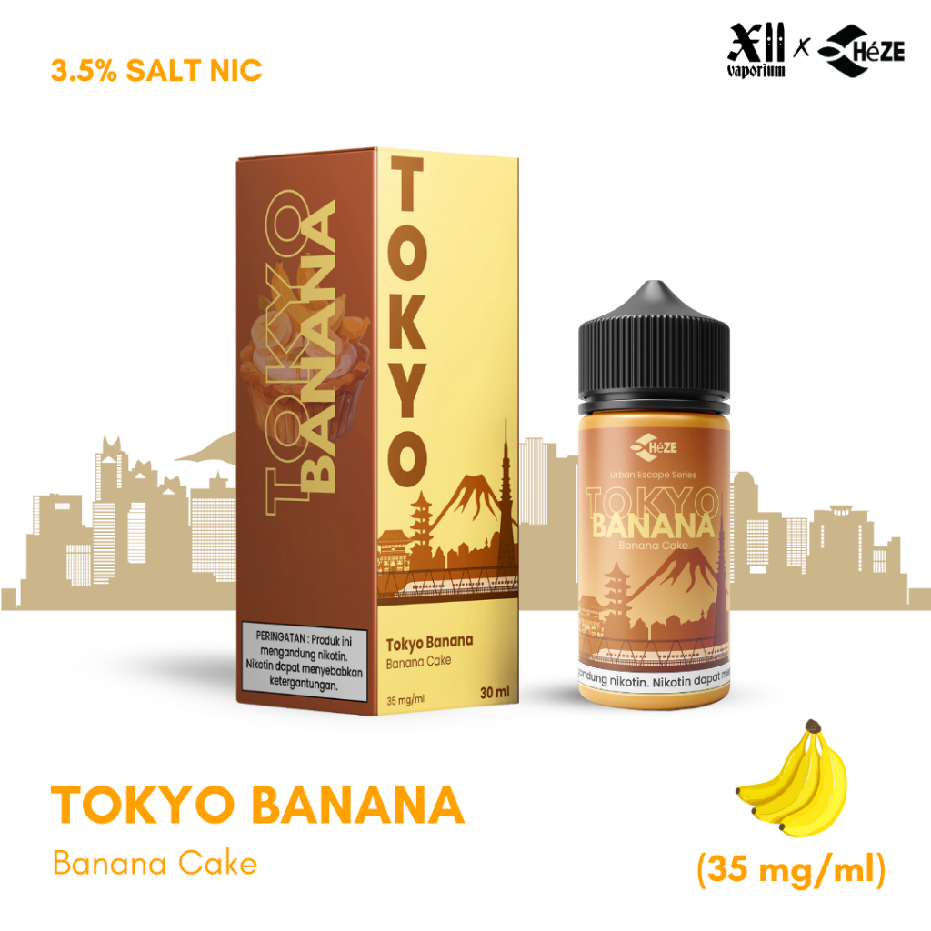 Jual Heze City Tokyo Banana Cake Salt Nic Liquid 30ml / 35mg | Shopee ...