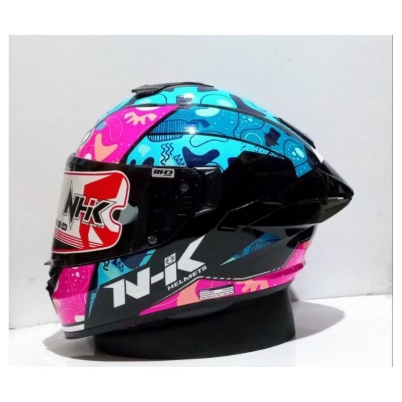 Jual HELM NHK MARK-1 ELIT BAKTERIA BLAK/BLUE PAKET GANTENG PULL MOTIP ...