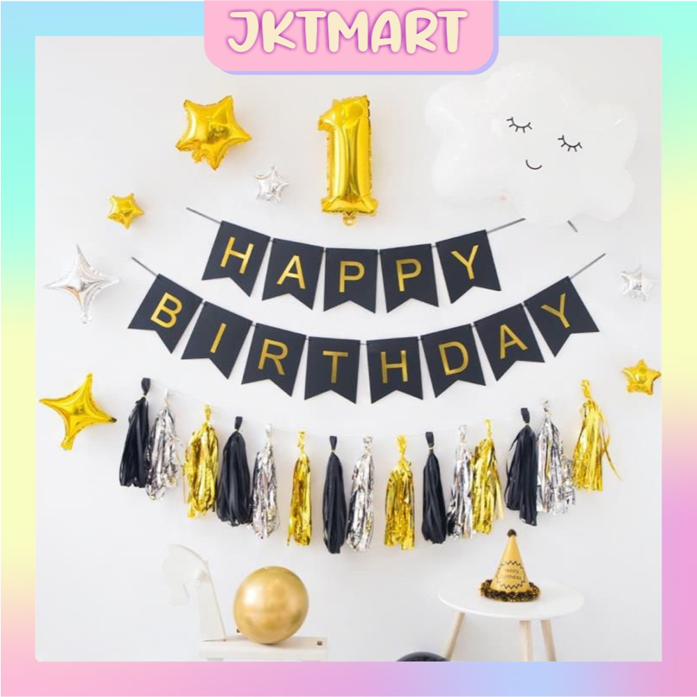 Jual ⭐ JKTMART ⭐ Banner Happy Birthday Warna Warni Backdrop Pesta ...