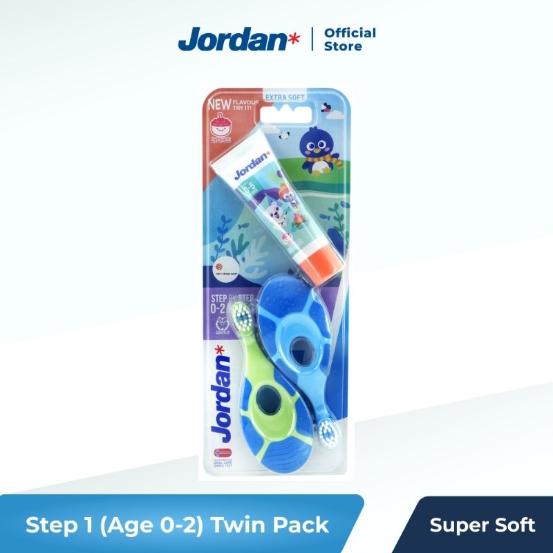 Jual Jordan Oral Care Kids Step 1 Twin Extra Soft - Sikat Gigi Untuk ...