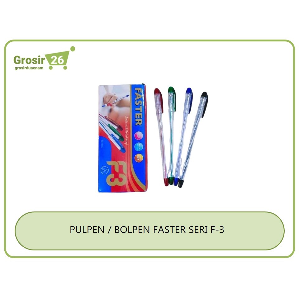 Jual PULPEN / BOLPEN / PENA MEREK FASTER SERI F-3 TINTA HITAM (12 PCS ...