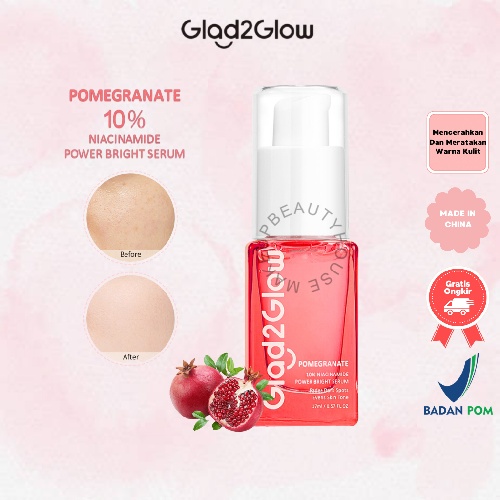 Jual GLAD2GLOW Pomegranate Niacinamide Power Bright White Serum Wajah ...