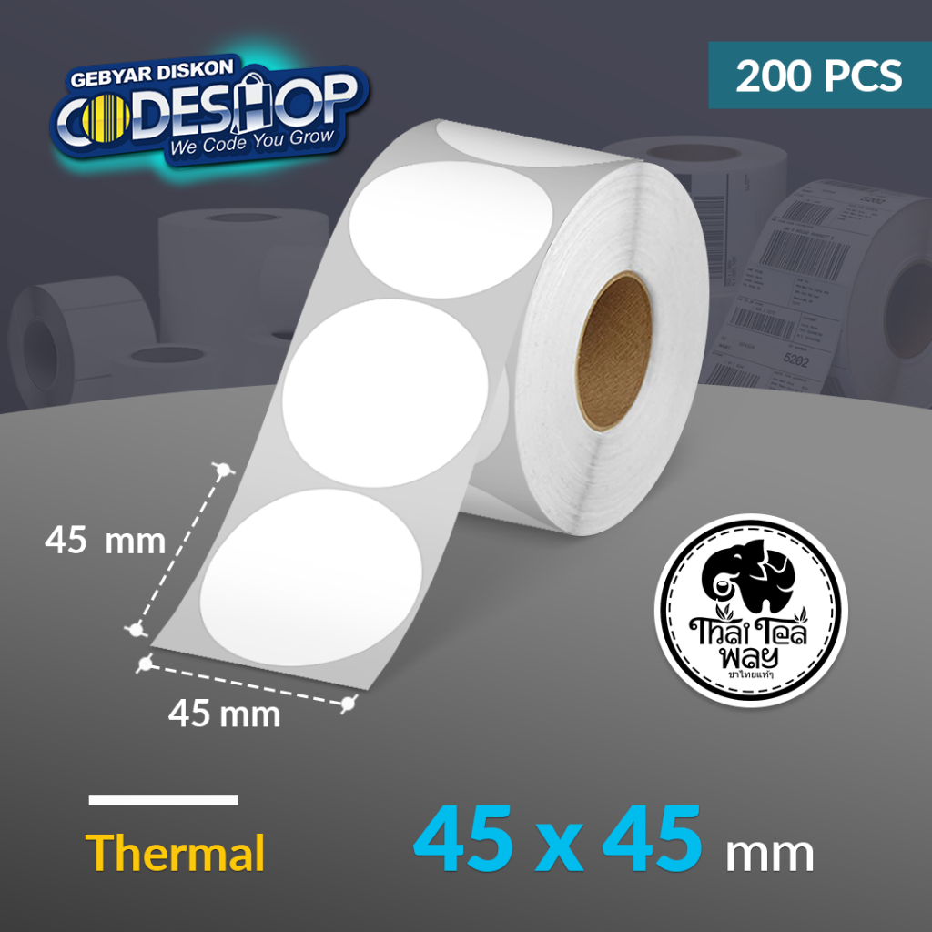 Jual Codeshop Label Bulat Thermal 45 x 45 mm 1 Line Stiker Minuman ...