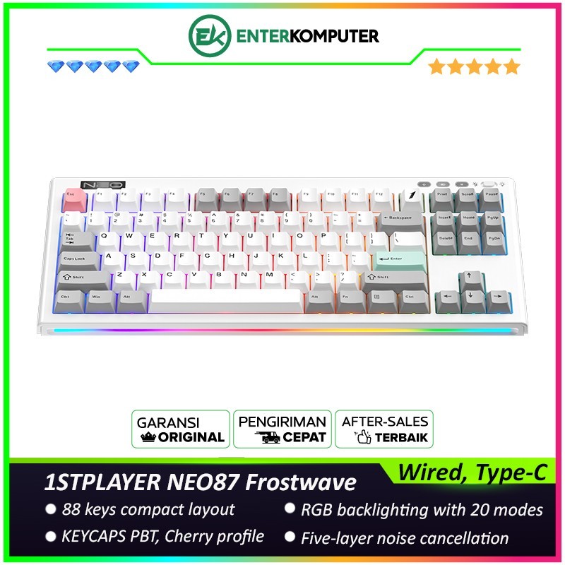 Jual 1STPLAYER NEO87 Frostwave Gaming Mechanical Keyboard 88 Keys ...