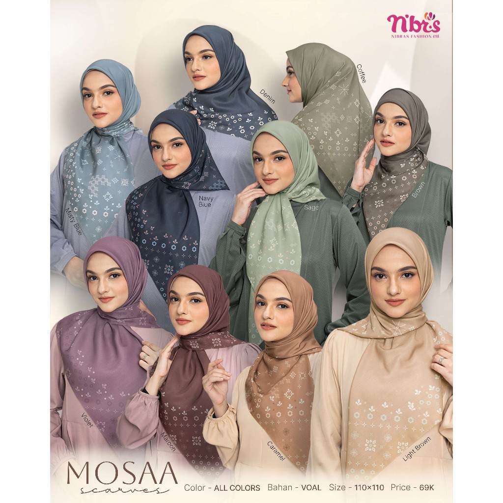 Jual HIJAB NIBRAS MOSAA SCARVES TERBARU ORI | Shopee Indonesia