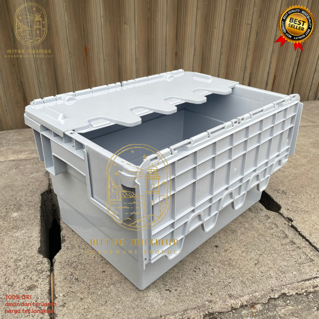 Jual 54x37x32 Box Container 52 Liter Green Leaf 7898 Plastik Nestable ...