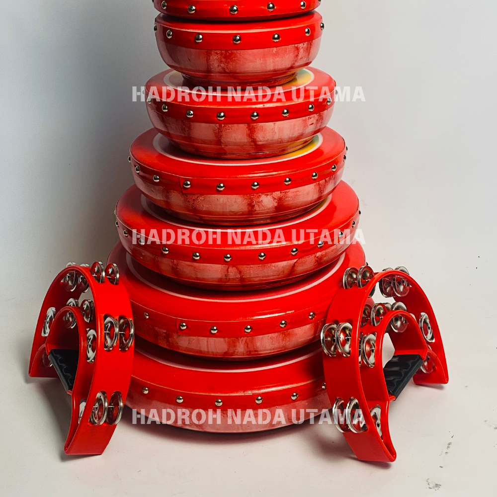 Jual Rebana Qasidah Motif Keramik Merah 1 Set Susun 8 Rebana Lasqi ...