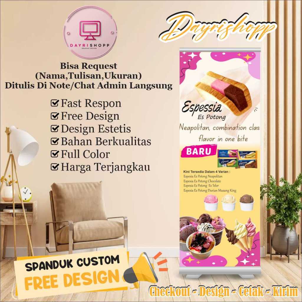 Jual Size 60x160 Cm,Spanduk Banner Es Pessia Es Cemil Cantik Terbaru ...