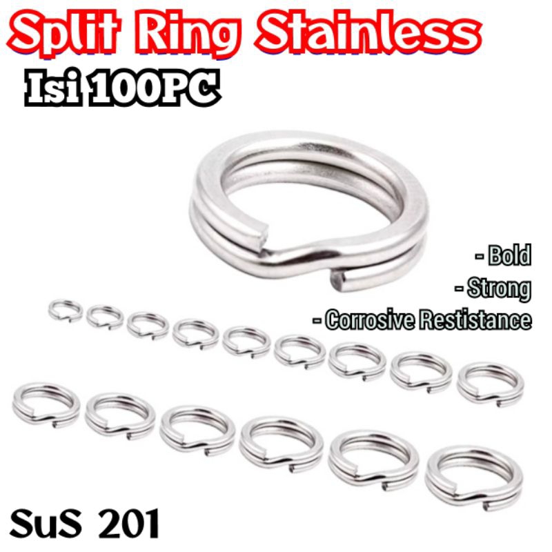 Jual 100Pc Split Ring Pipih 201 Stainless Steel Murah Jigging Casting Popping | Shopee Indonesia