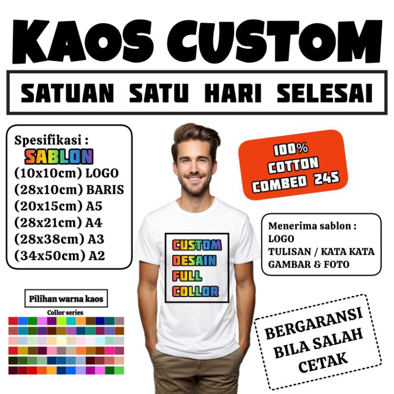 Jual KAOS CUSTOM SATUAN DESAIN SENRIDI / KAOS SABLON CUSTOM / KAOS ...