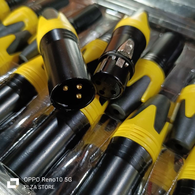 Jual Jack canon Male Female Metal Kuning XLR 3 pin kuning besi jek jeck ...