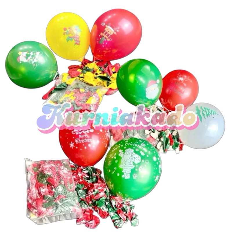 Jual Balon latex natal merry christmas 12 Inch per 50 pcs Balon Latex ...