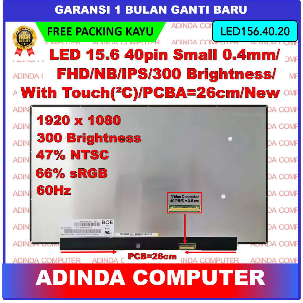 Jual LCD LED Dell Inspiron 15 3511 NV156FHM-T07 15.6 15 Inch 40 Pin 40pin Small Micro 0.4mm Full ...