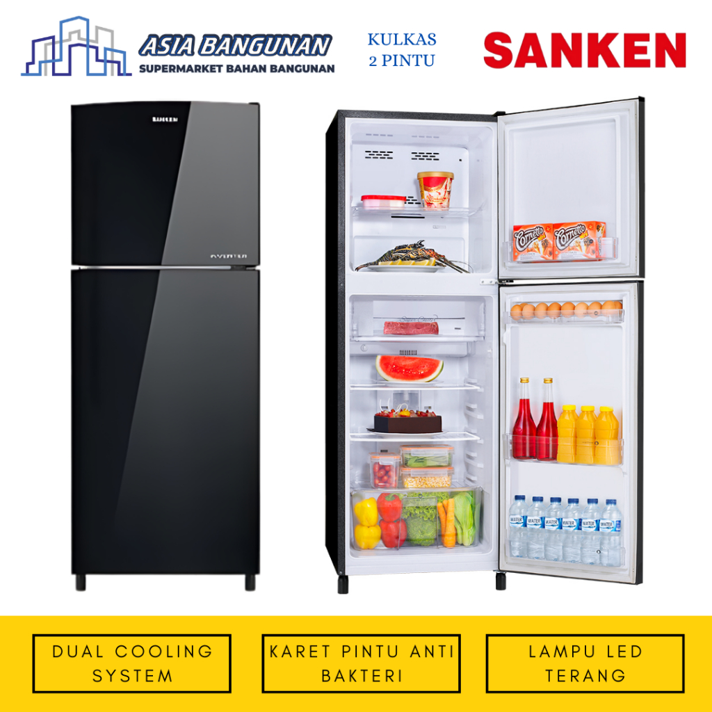 Jual ASIA BANGUNAN - SANKEN KULKAS SKG250 2 PINTU KULKAS TAMPA BUNGA ES ...
