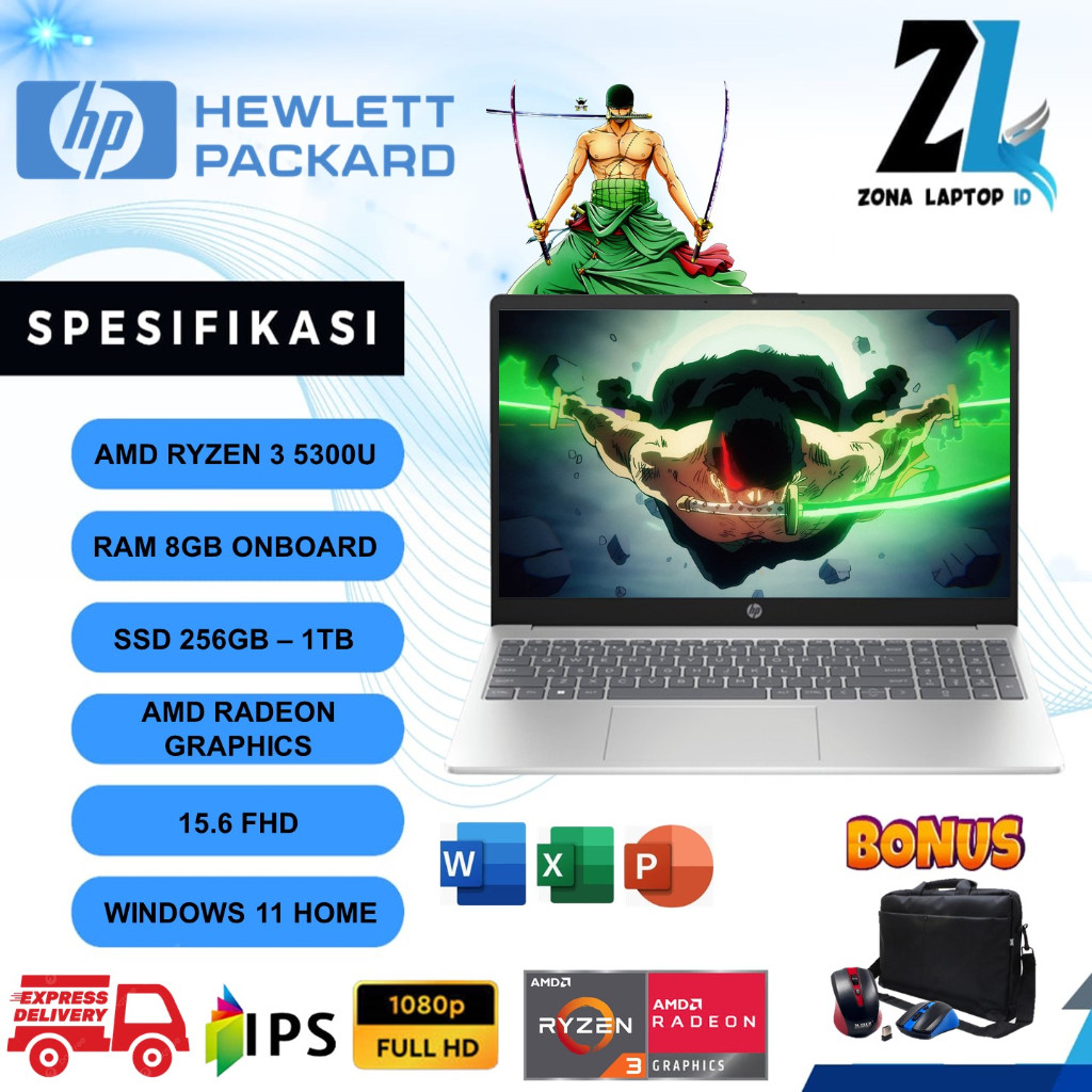Jual HP 15 AMD RYZEN 3 5300U 8GB 1TB SSD FULL HD IPS WINDOWS 11 TERBARU ...