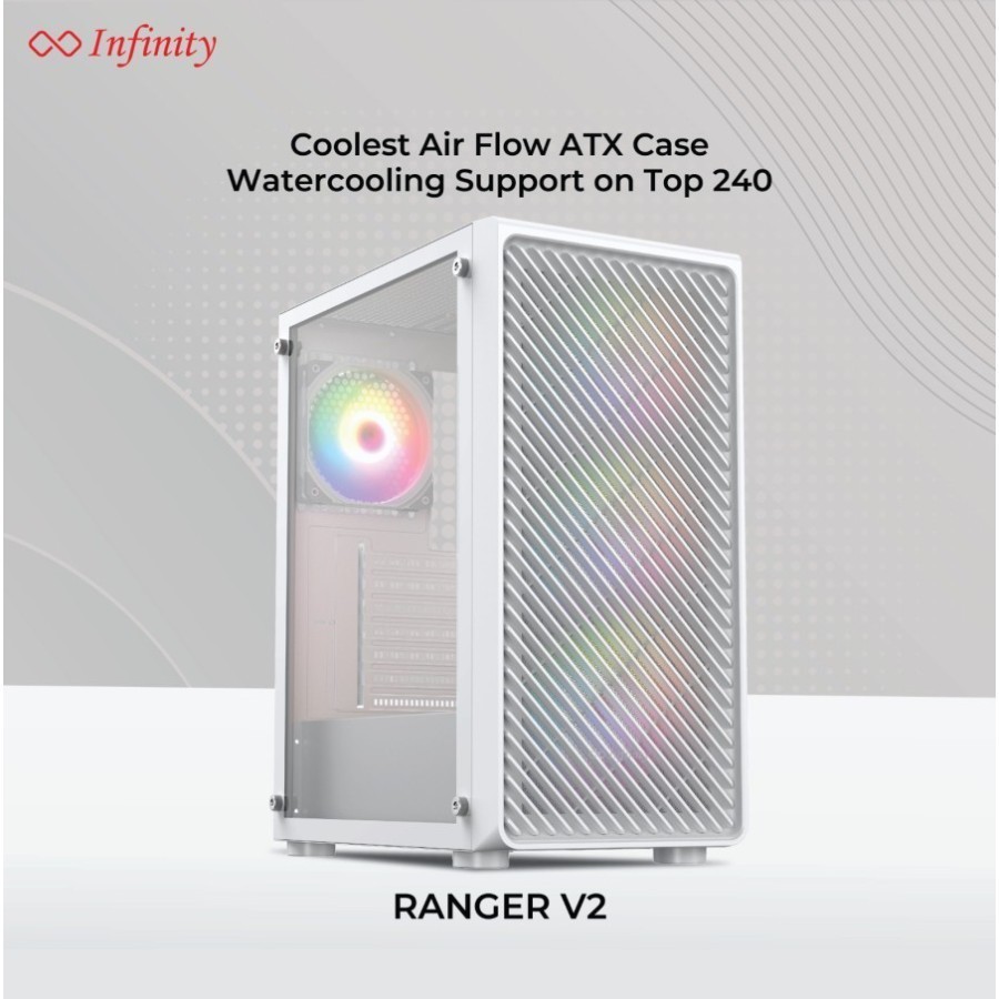 Jual CASING INFINITY RANGER V2 WHITE ATX Temper Glass Mid Tower Gaming ...
