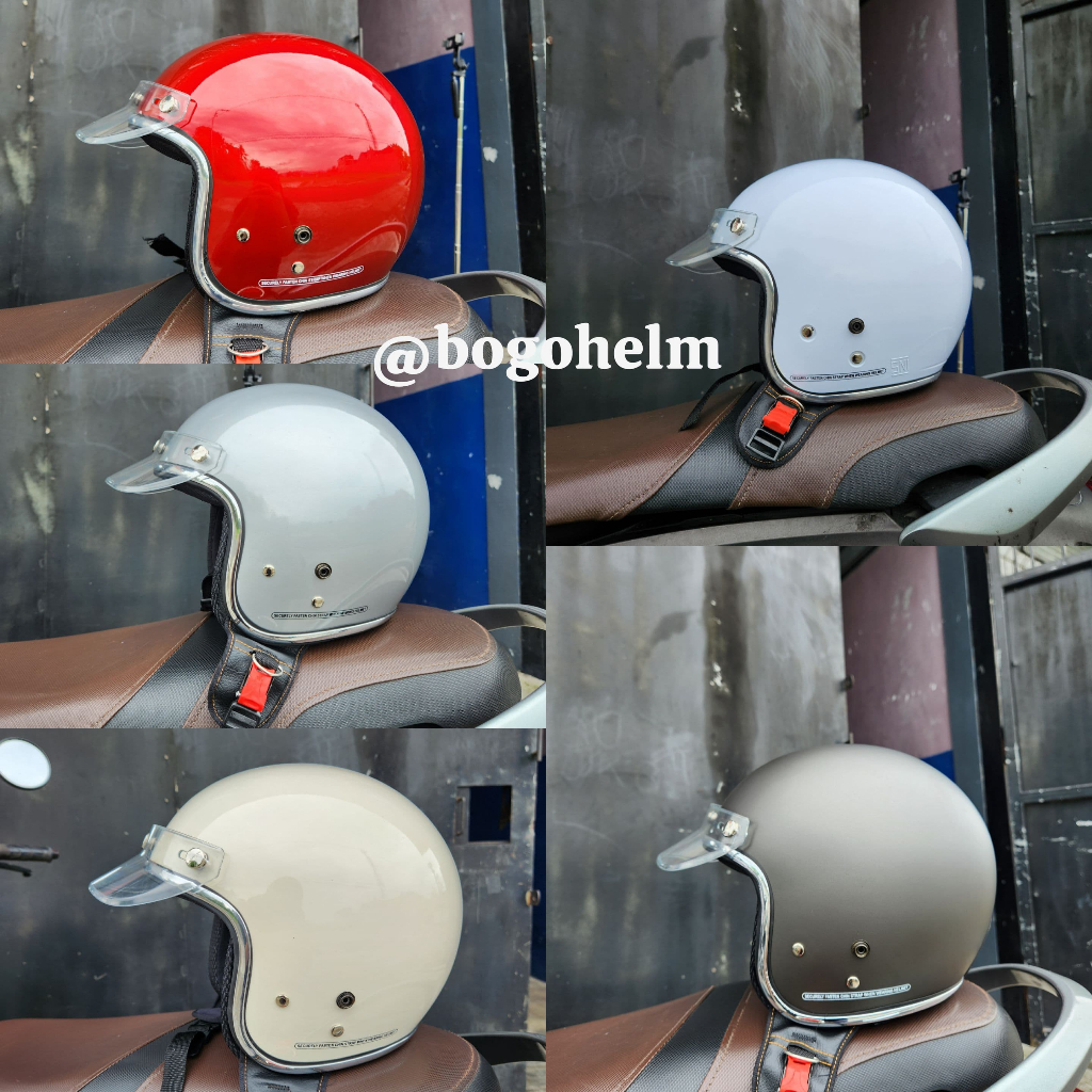 Jual Helm Bogo Retro I Helm Bogo List chrome Dewasa SNI I Helm Retro I ...