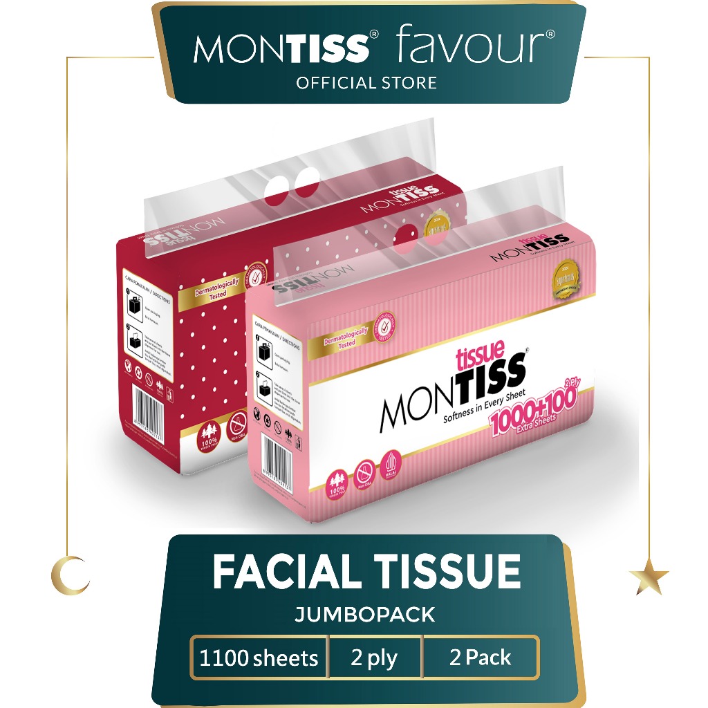 Jual Montiss Facial Tissue 1100 Sheets 2 in 1 | Shopee Indonesia