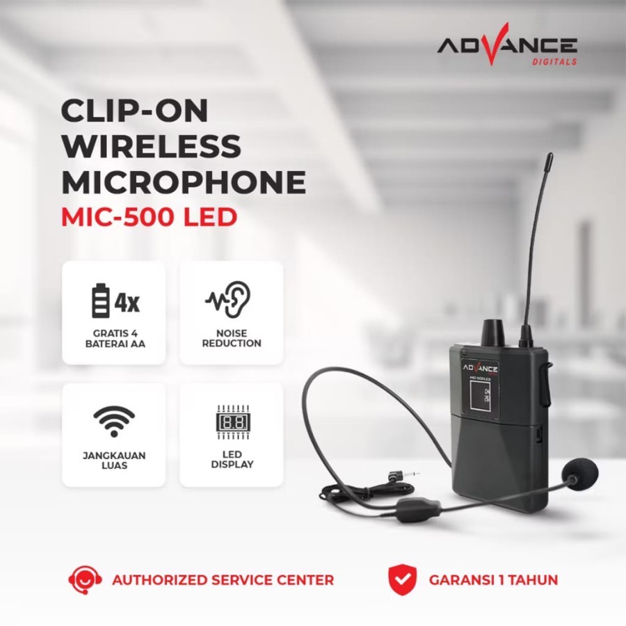 Jual Advance Mic 500 LED Mic Bando Wireless Mic Clip On / Microphone ...
