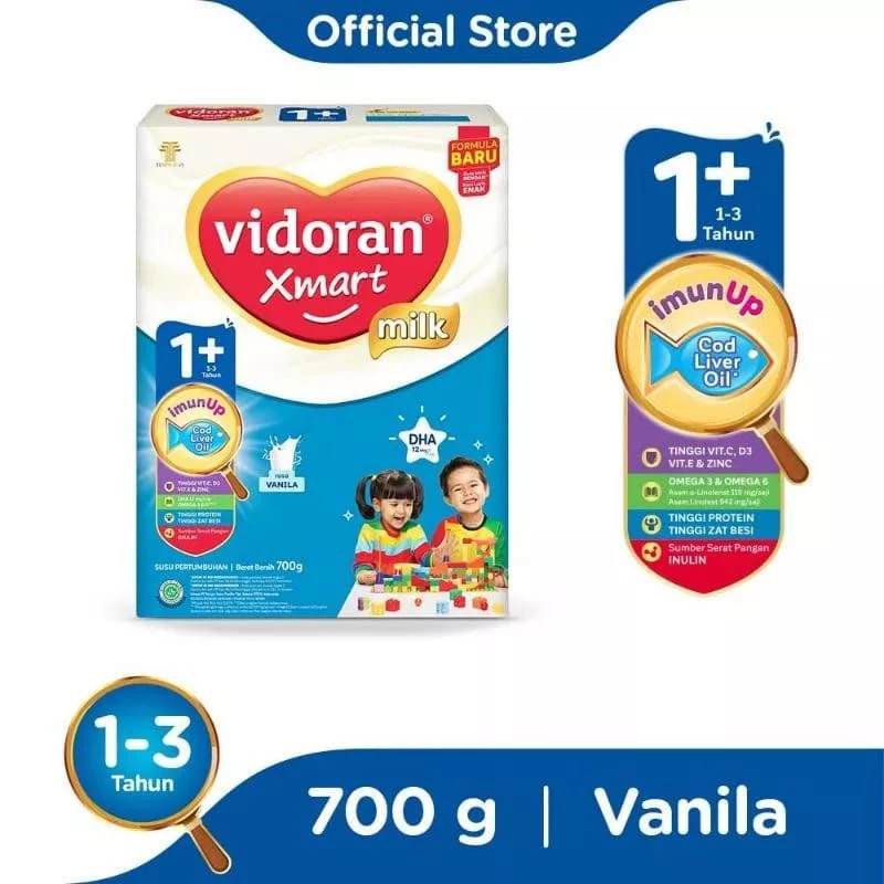 Jual VIDORAN XMART 1+ dan 3+ 700gr rasa Vanila Madu Imun Up Susu ...