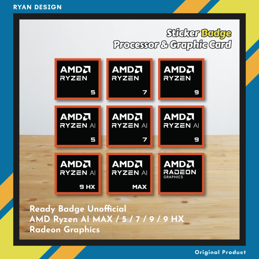 Jual Sticker Logo AMD Ryzen 5 7 9 Ryzen AI 5 7 9 MAX Sticker AMD Radeon ...