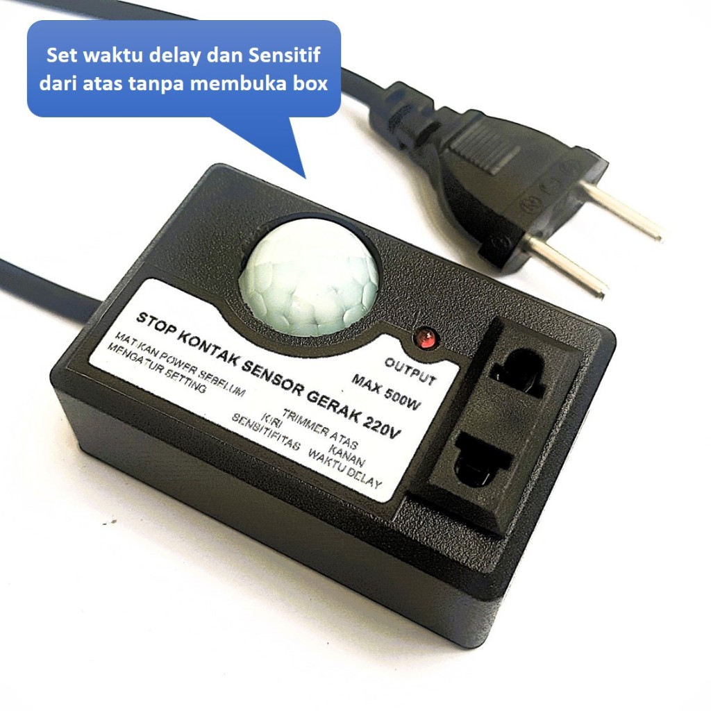 Jual Stop Kontak Sensor Gerak Steker Colok PIR 220V AC Adjustable ...