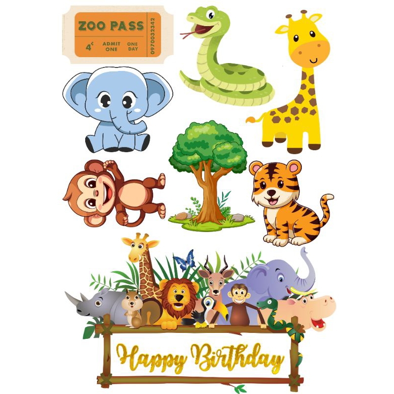Jual topper birthday, topper kue, Topper tema zoo/kebun binatang ...